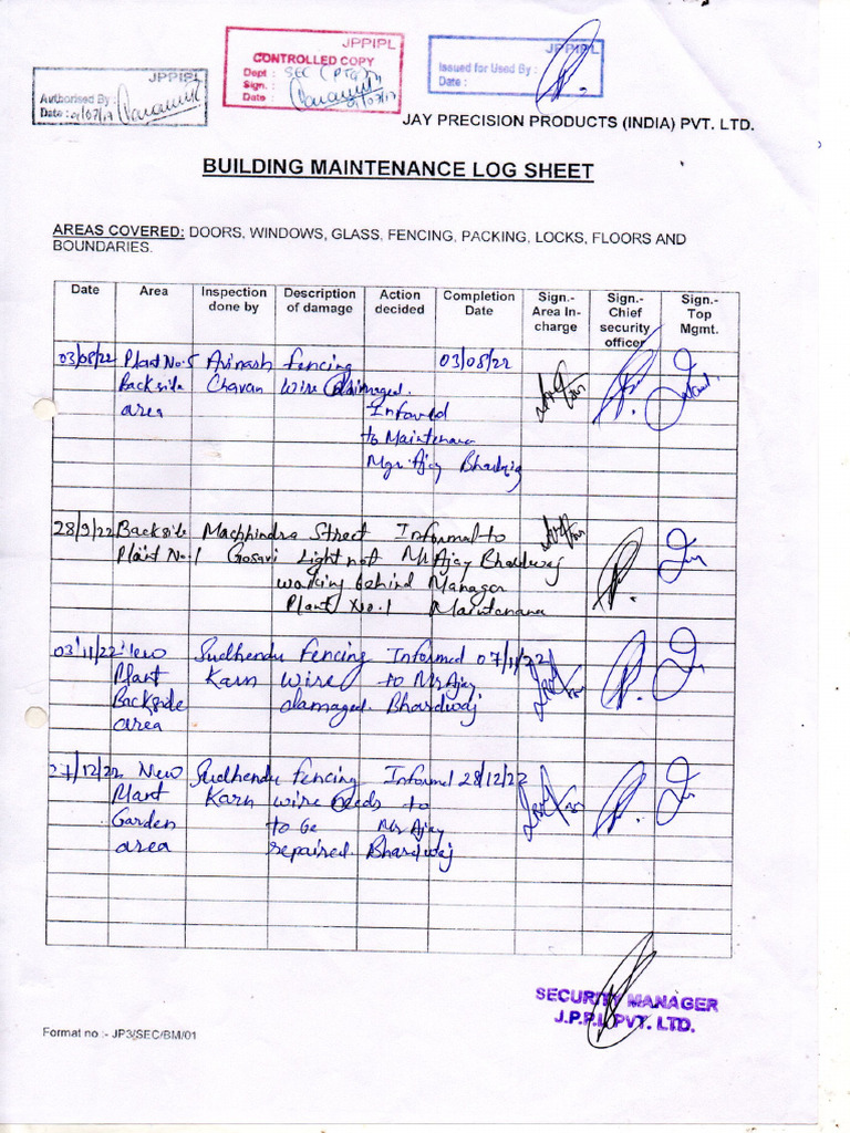 BLDG Maintenance Log - Before & After Pics | PDF