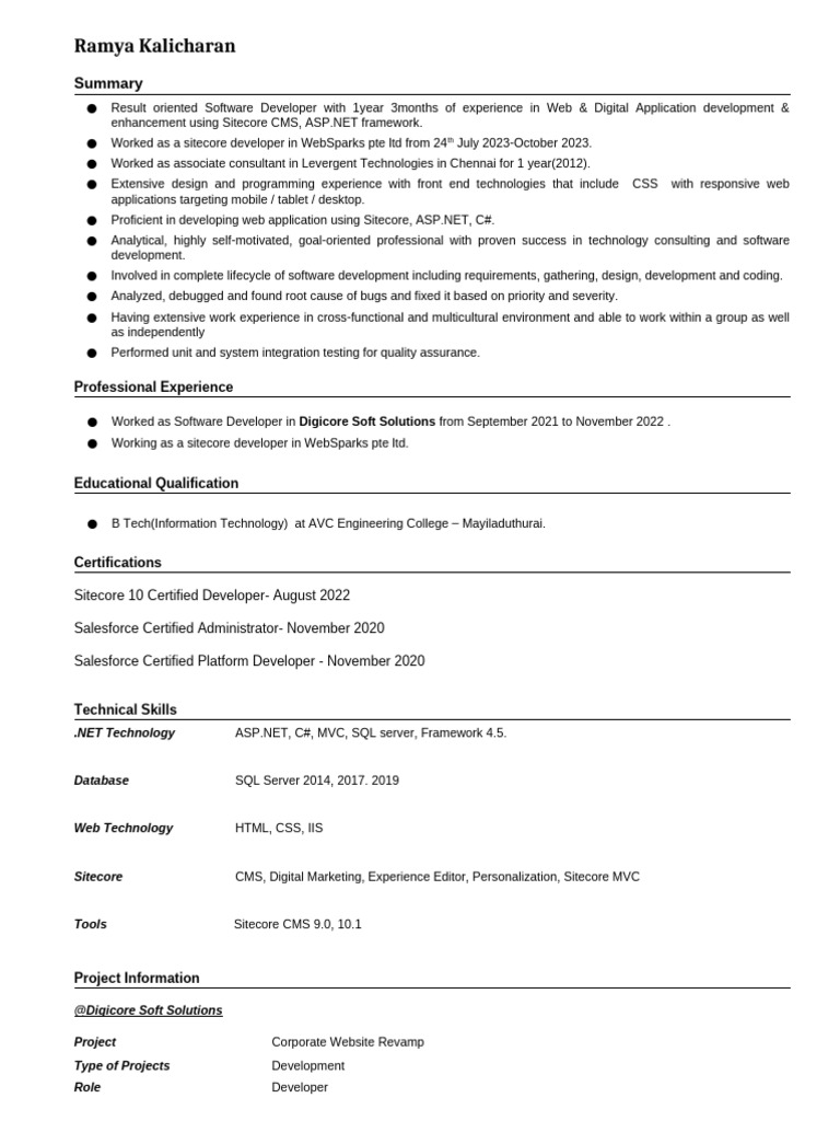 Ramya Resume (1) (1) | PDF | Software | Computer Programming