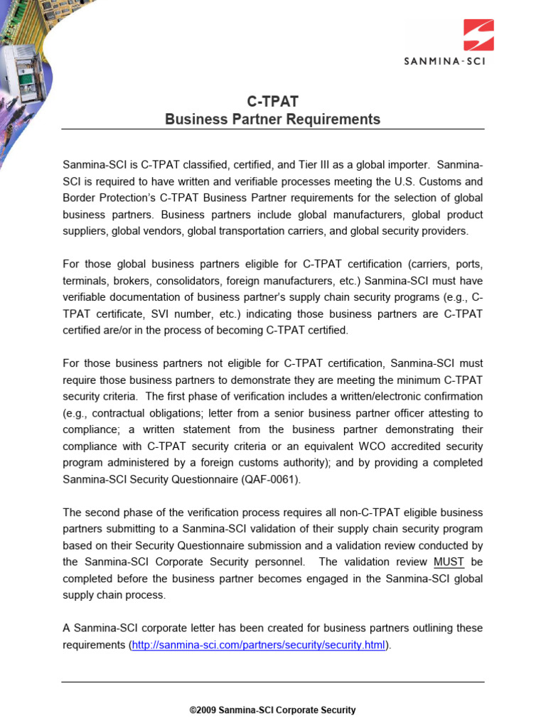 C-TPAT Business Partner Requirements | PDF