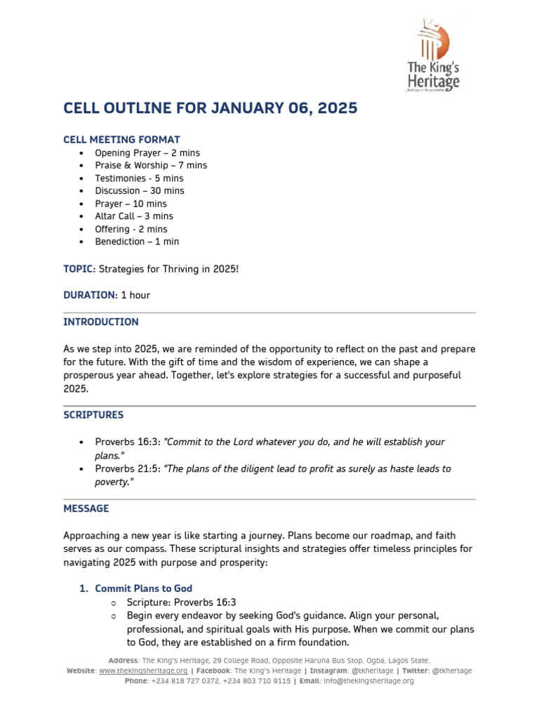 Cell Outline For 06.01.2025 | PDF | Wisdom | Book Of Proverbs