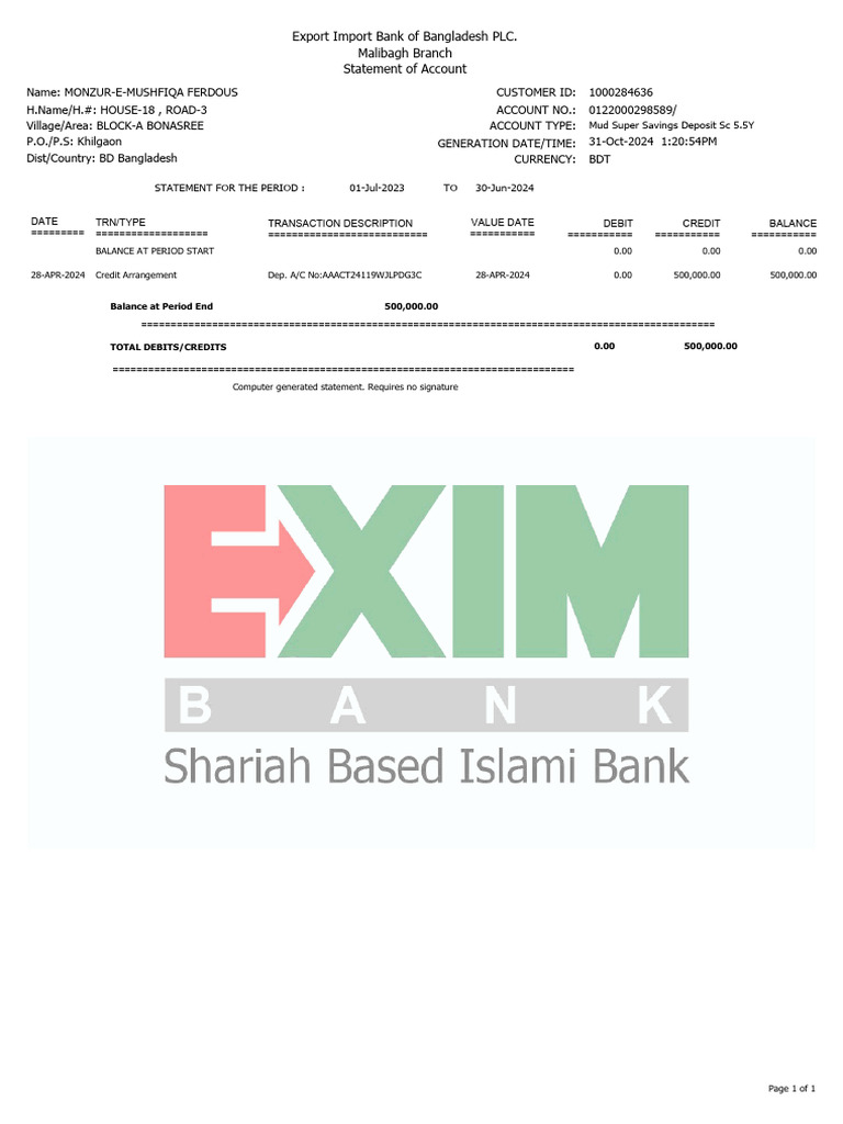 Mushfiqa Acc stmnt 3 | PDF