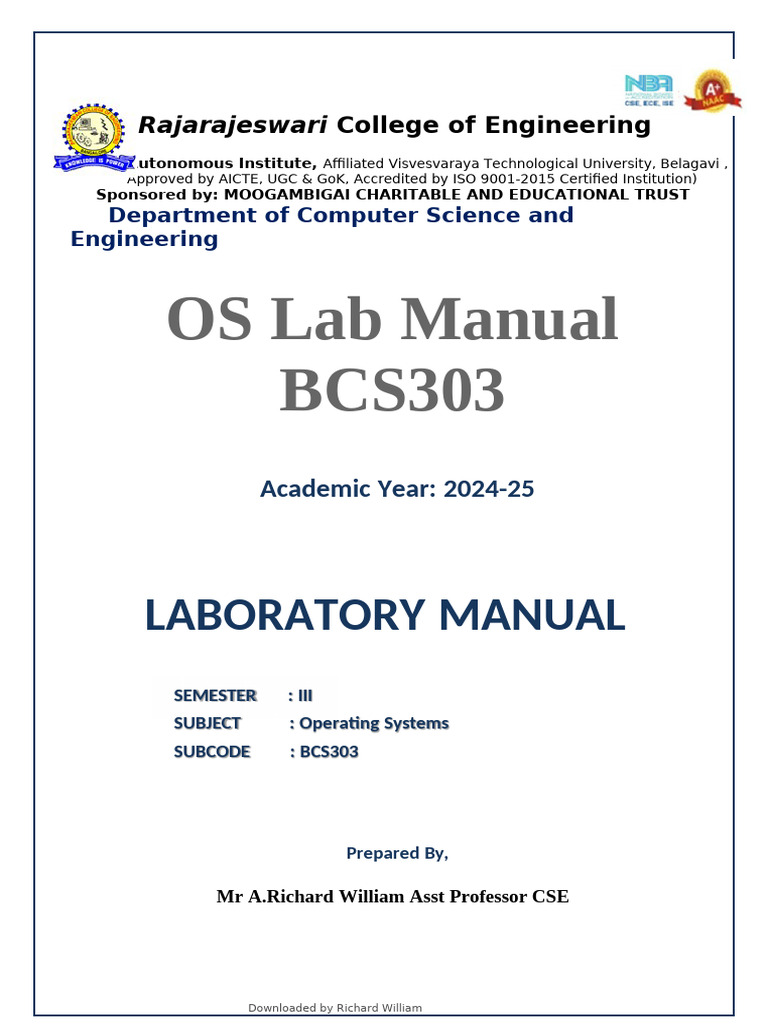 os-lab-manual-bcs303 | PDF | Engineering | Process (Computing)