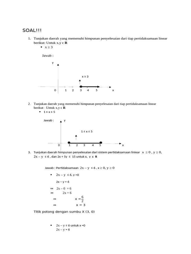 SOAL SISTEM PERTIDAKSAMAAN LINEAR | PDF