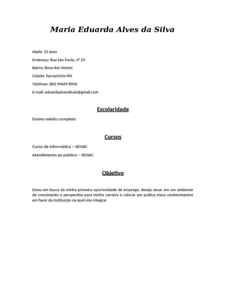 Curriculo Eduarda | PDF