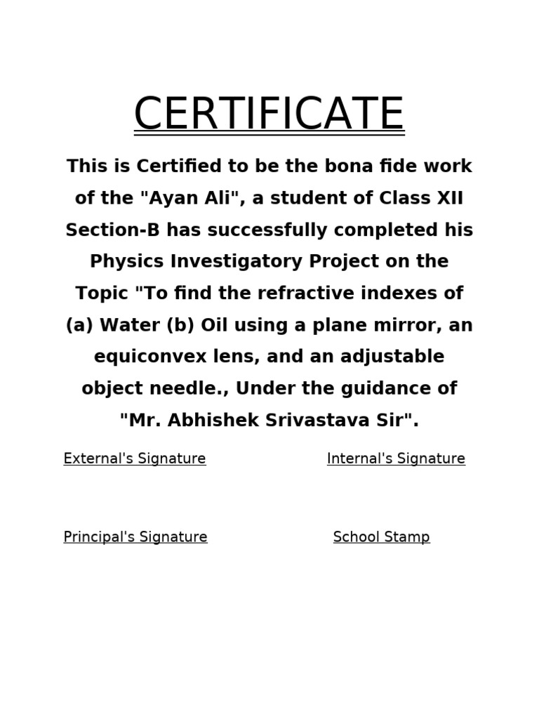 Physics Project: Refractive Index Study | PDF