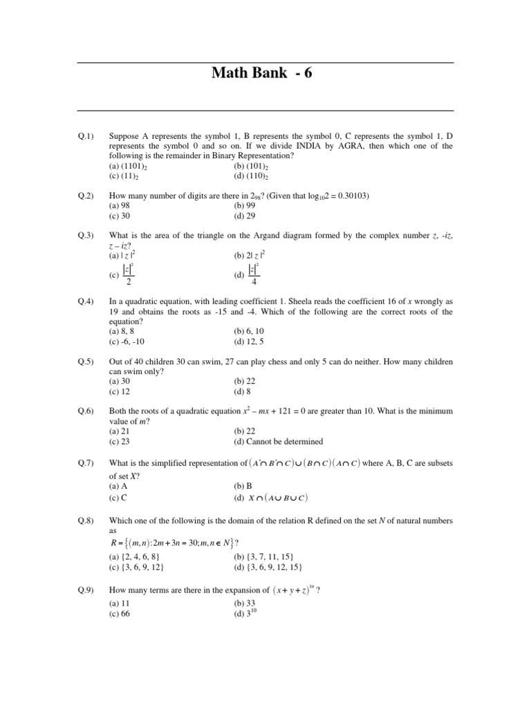 Math Bank Exercises and Solutions | PDF | Sine | Trigonometric Functions