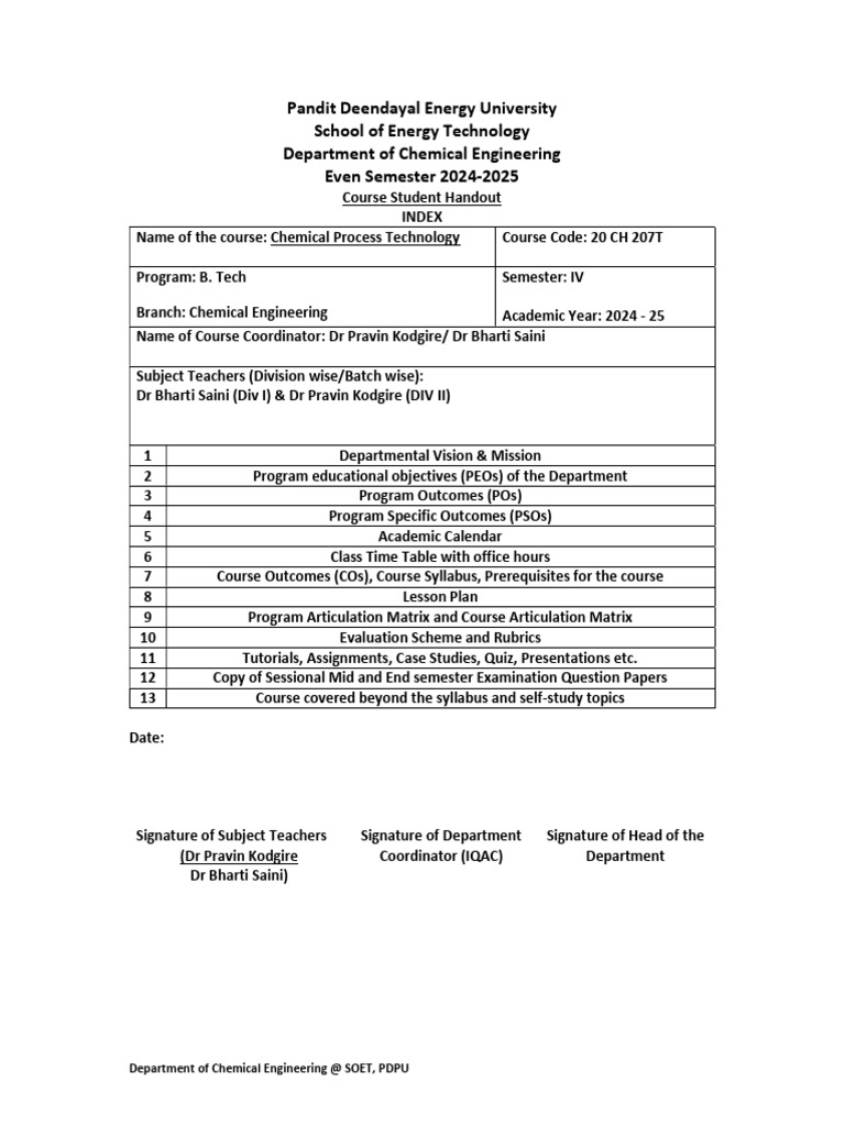 Chemical Process Technology Course Guide | PDF | Engineering | Sodium ...