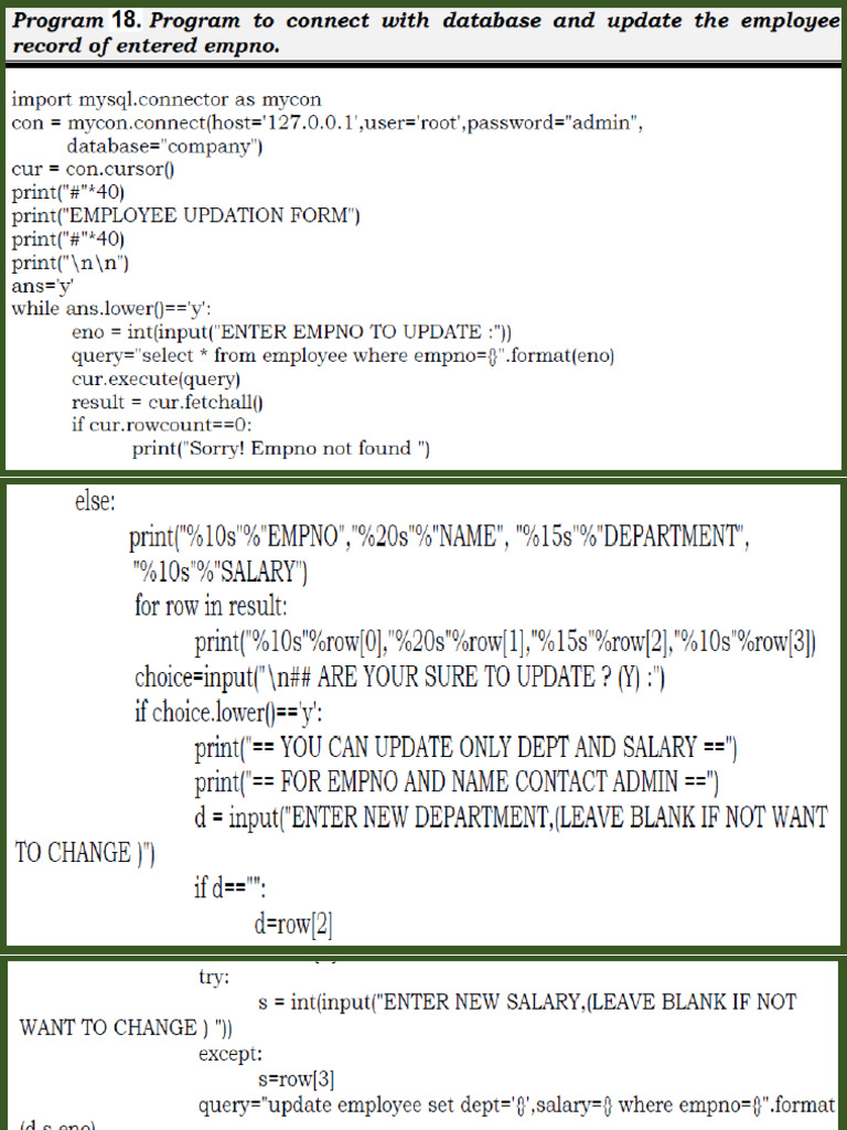 Class XII - CS - Practical Programs 18 and 19 | PDF