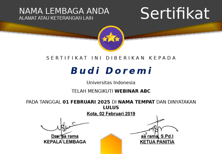 Sertifikat Webinar ABC Universitas Indonesia | PDF