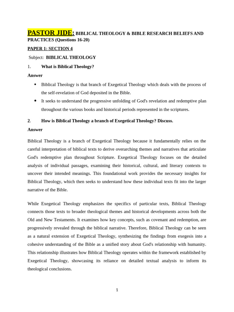 Biblical Theology | PDF | Bible | Exegesis