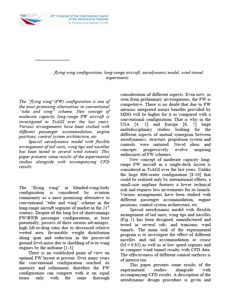 Arrangement and Aerodynamic Studies For Long Range Aircraft in Flying ...