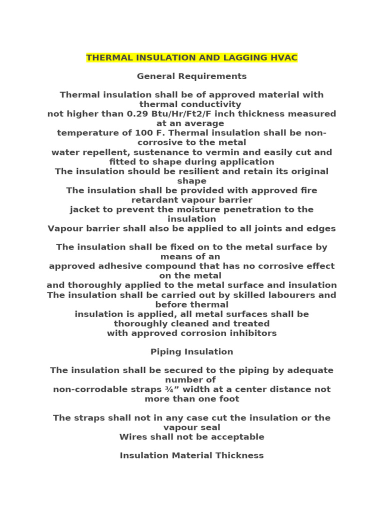 THERMAL INSULATION AND LAGGING HVAC | PDF | Thermal Insulation | Duct (Flow)