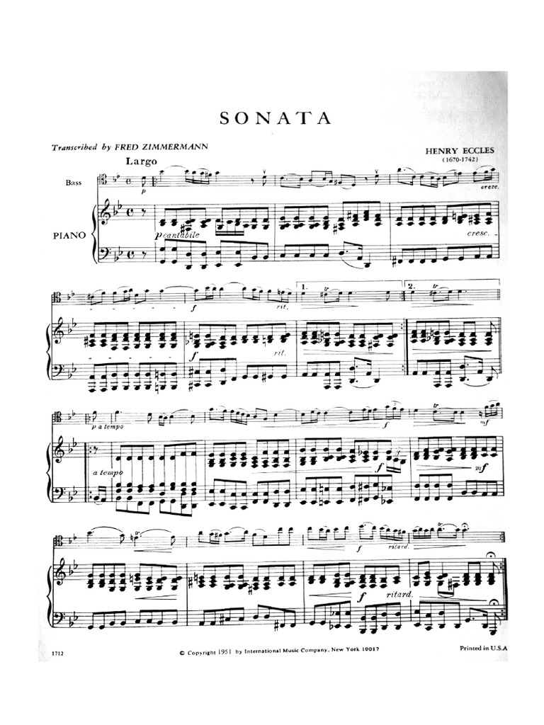 Henry Eccles - Sonata | PDF