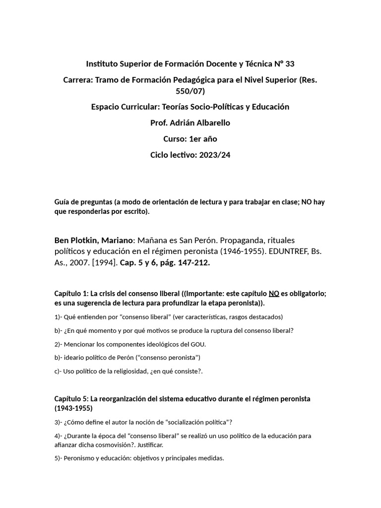 Peronismo - Ben Plotkin | PDF