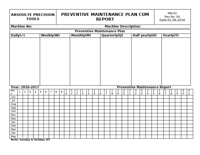 F13-Preventive Maintenance Plan | PDF