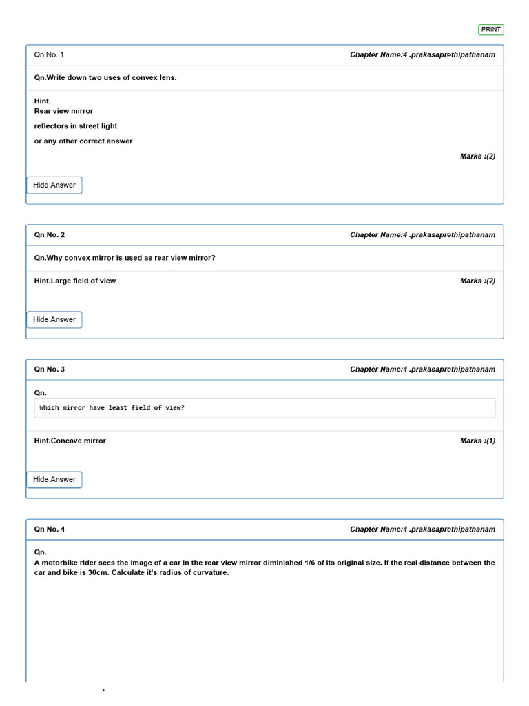 BIO-VISION - SSLC Physics Chapter 4 EM Questions & Answers | PDF | Mirror | Glass Engineering ...