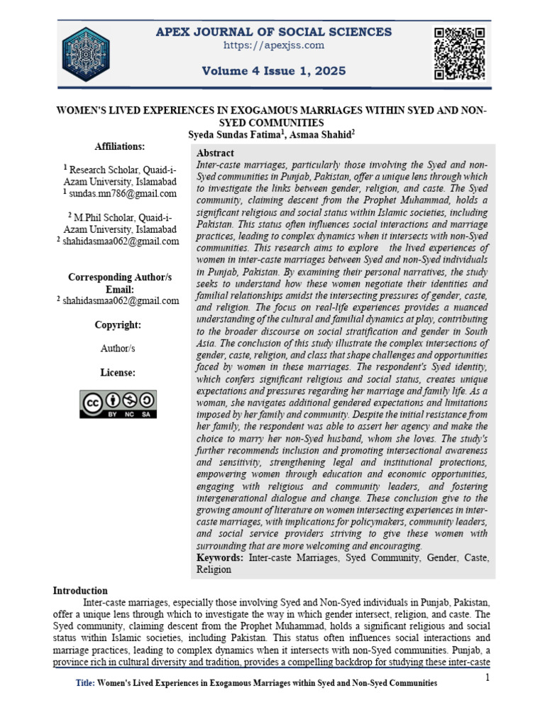1-41-2025 Women's Lived Experiences in Exogamous Marriages Within Syed ...