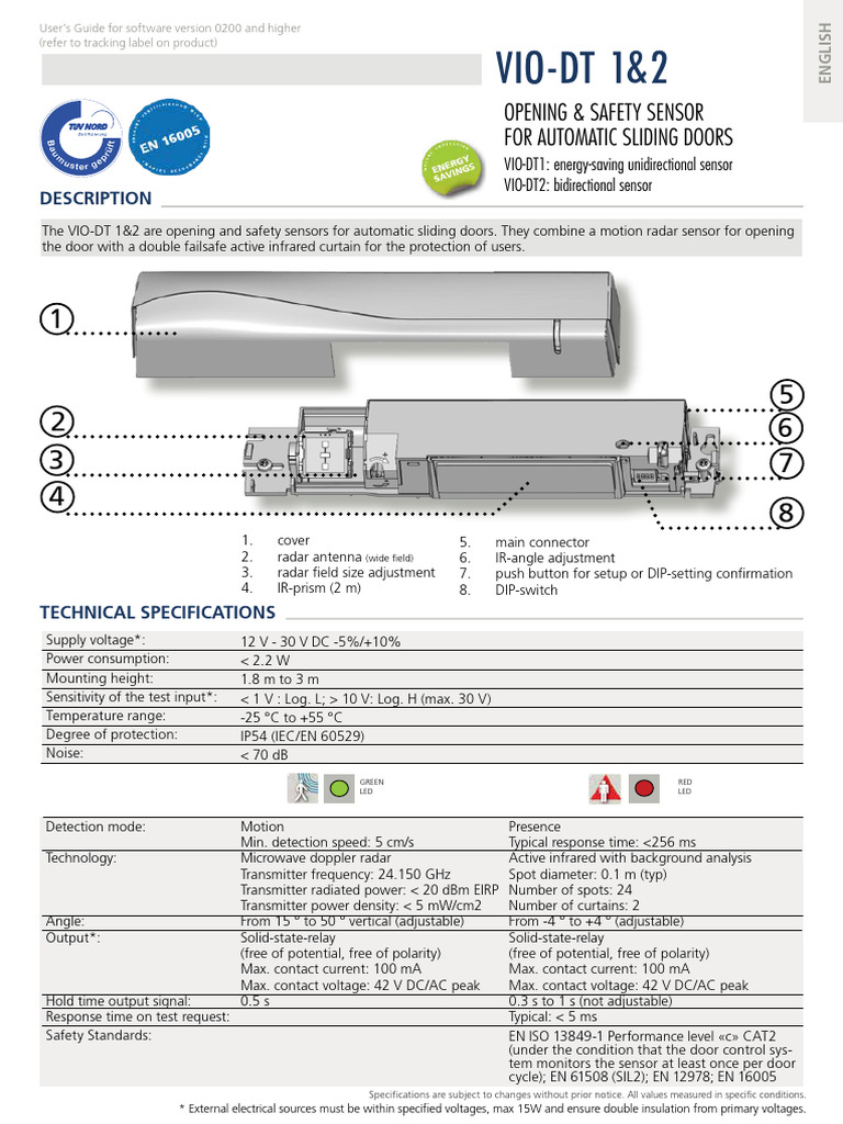 Automatic Sliding Door Sensors | PDF | Radar | Light Emitting Diode