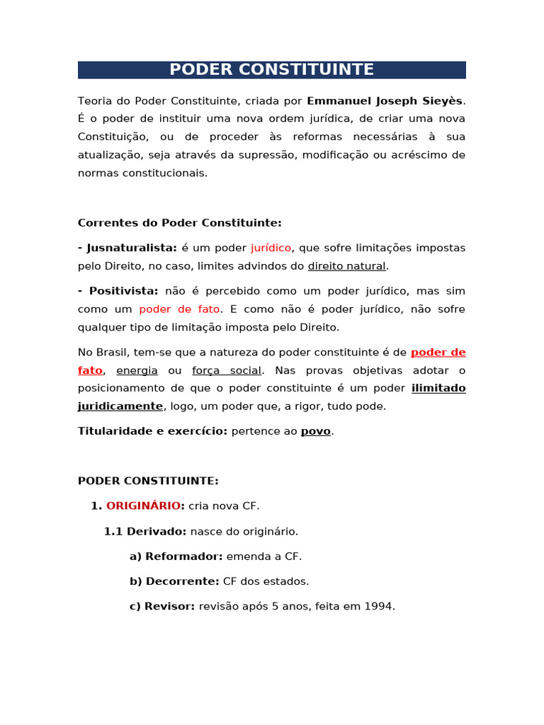7. Poder Constituinte | PDF | Constituição | Emenda Constitucional