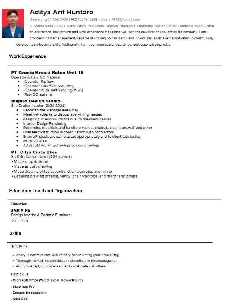 Aditya Arif Drafter Resume | PDF