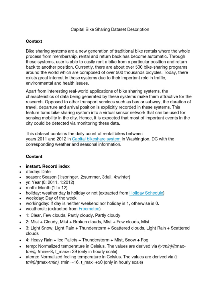 Capital Bike Sharing Dataset Description-Part 3 | PDF | Dependent And ...