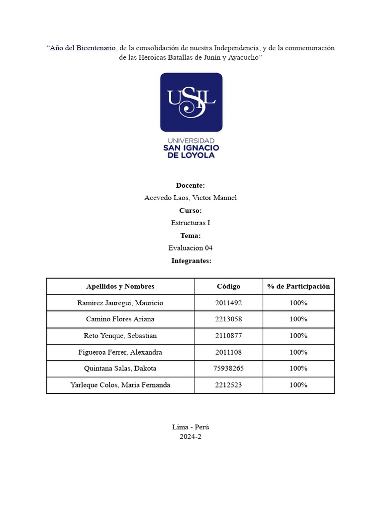Estructuras 1 - PC4 | PDF