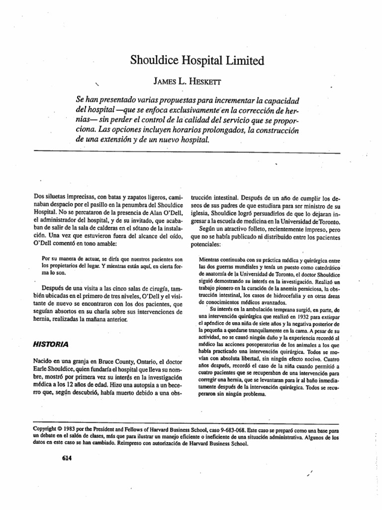 Caso Shouldice Hospital | PDF