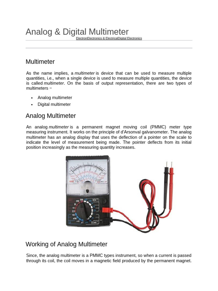 Analog & Digital Multimeter | PDF | Electrical Engineering | Electricity
