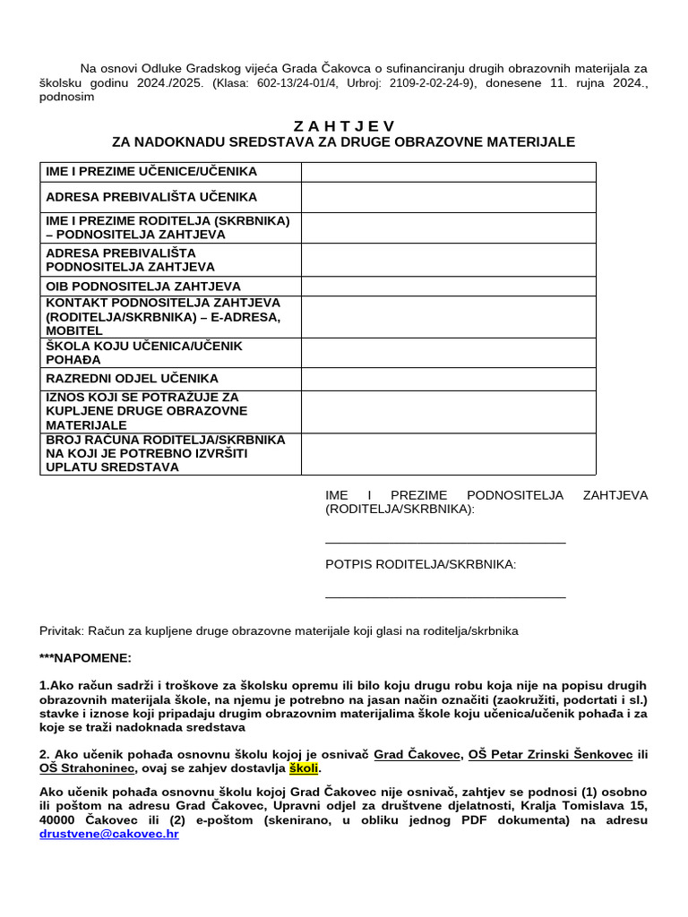 01 Obrazac - Drugi Obrazovni Materijali | PDF