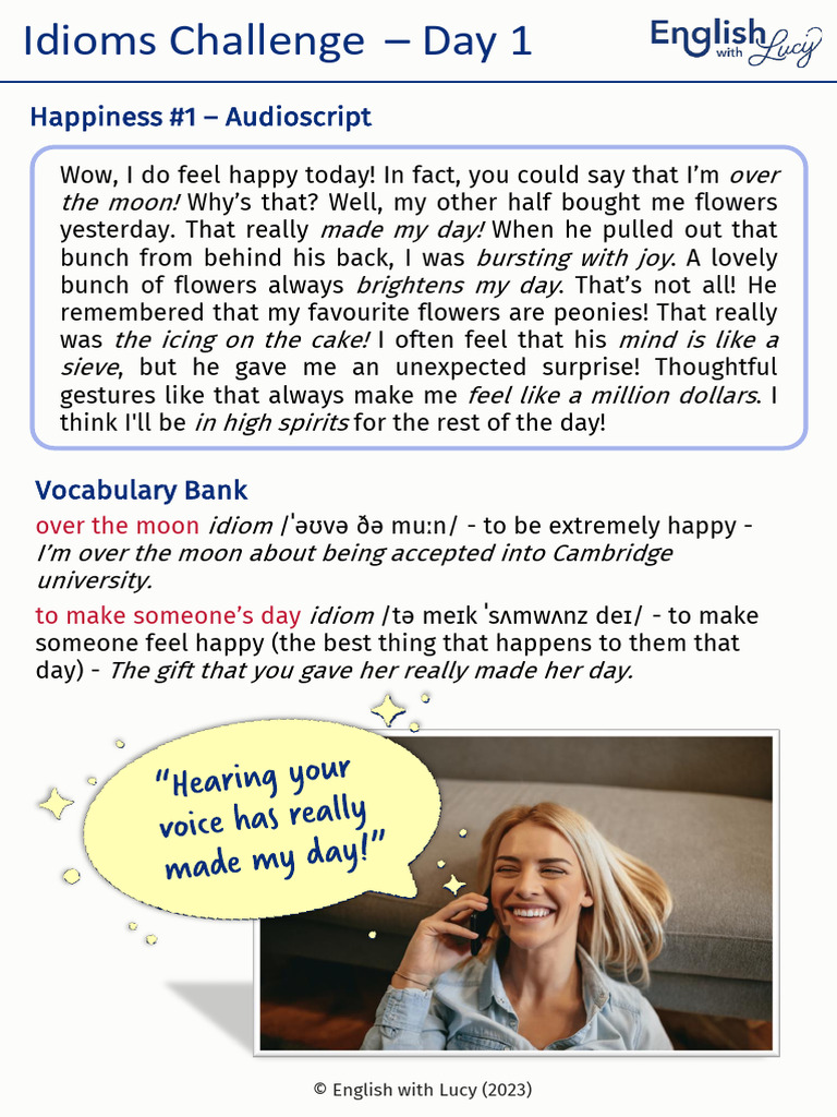Fun English Idioms for Happiness | PDF