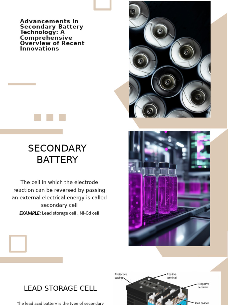 Slidesgo Advancements in Secondary Battery Technology A Comprehensive ...