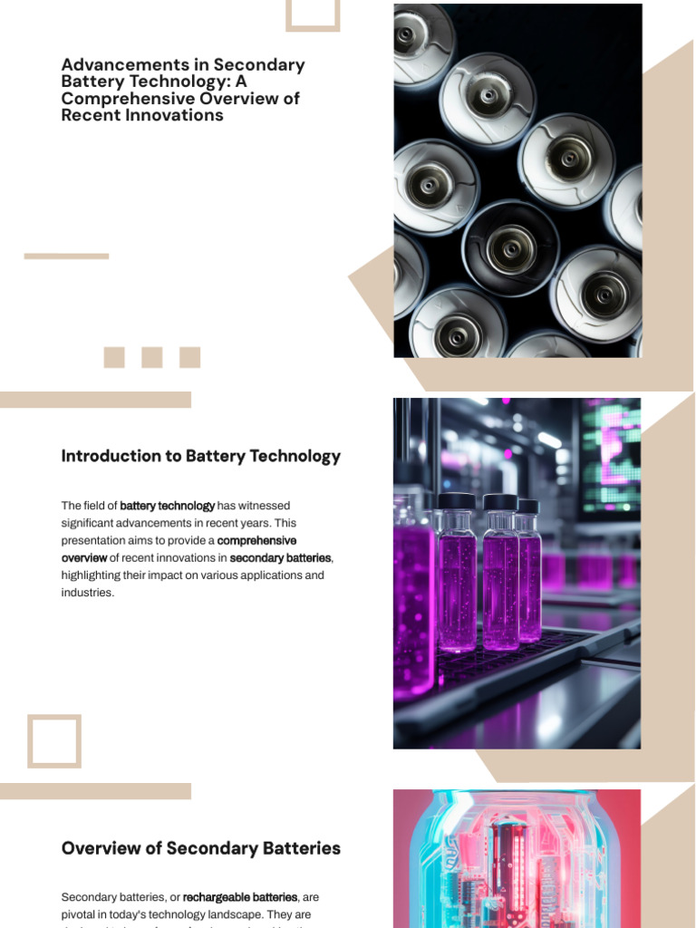 Slidesgo Advancements in Secondary Battery Technology A Comprehensive ...