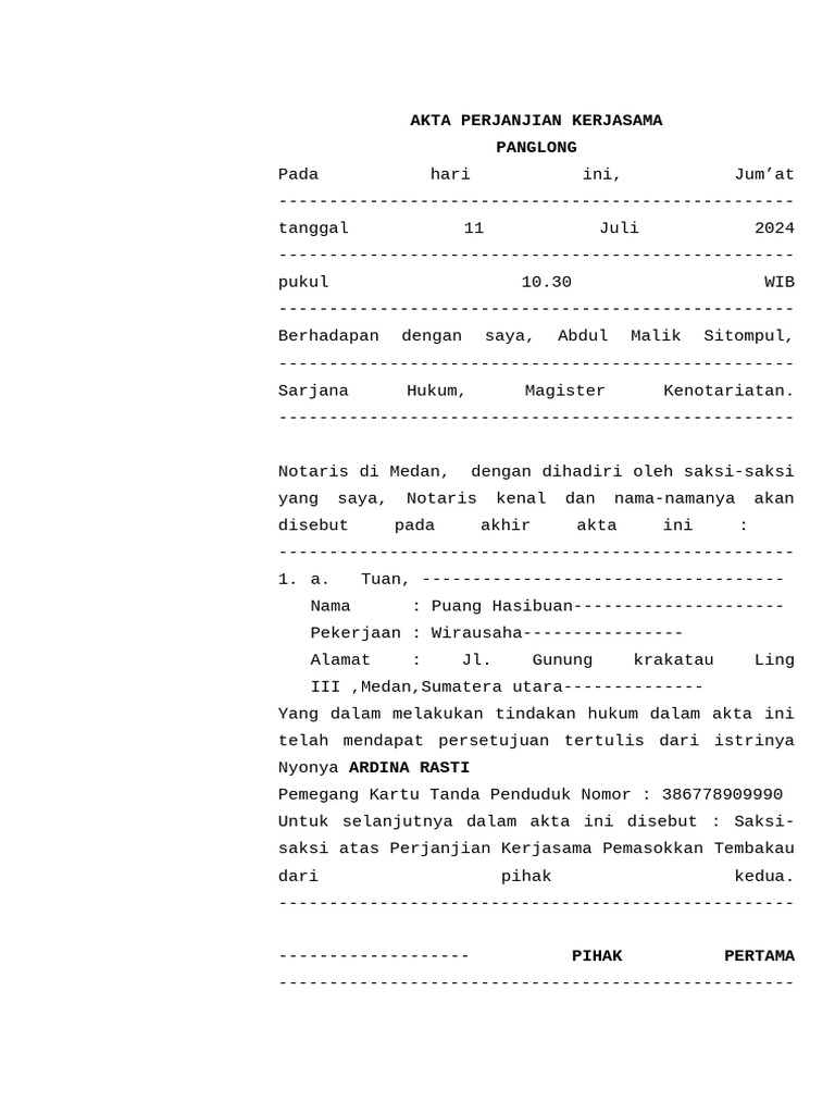 422813838-64-Akta-Perjanjian-Kerjasama (1) | PDF