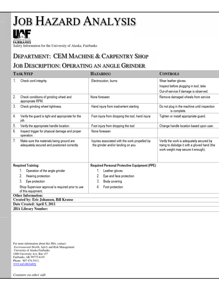 Job Hazard Analysis Forms | PDF | Foundry | Personal Protective Equipment