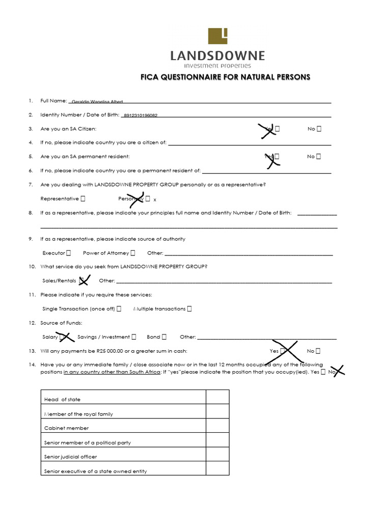 Lip Fica Questionnaire For Natural Persons | PDF | Government