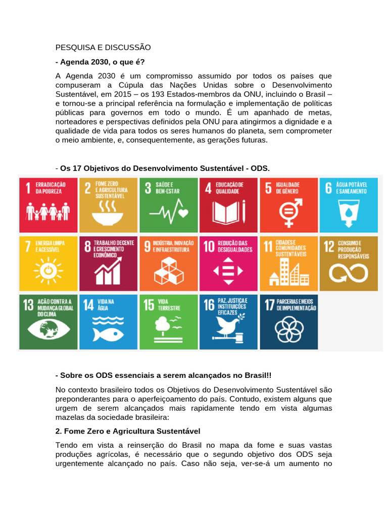 Agenda 2030 e ODS no Brasil: Desafios e Metas | PDF