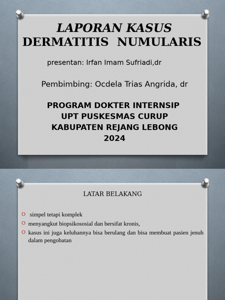 Laporan Kasus DERMATITIS NUMULARIS | PDF