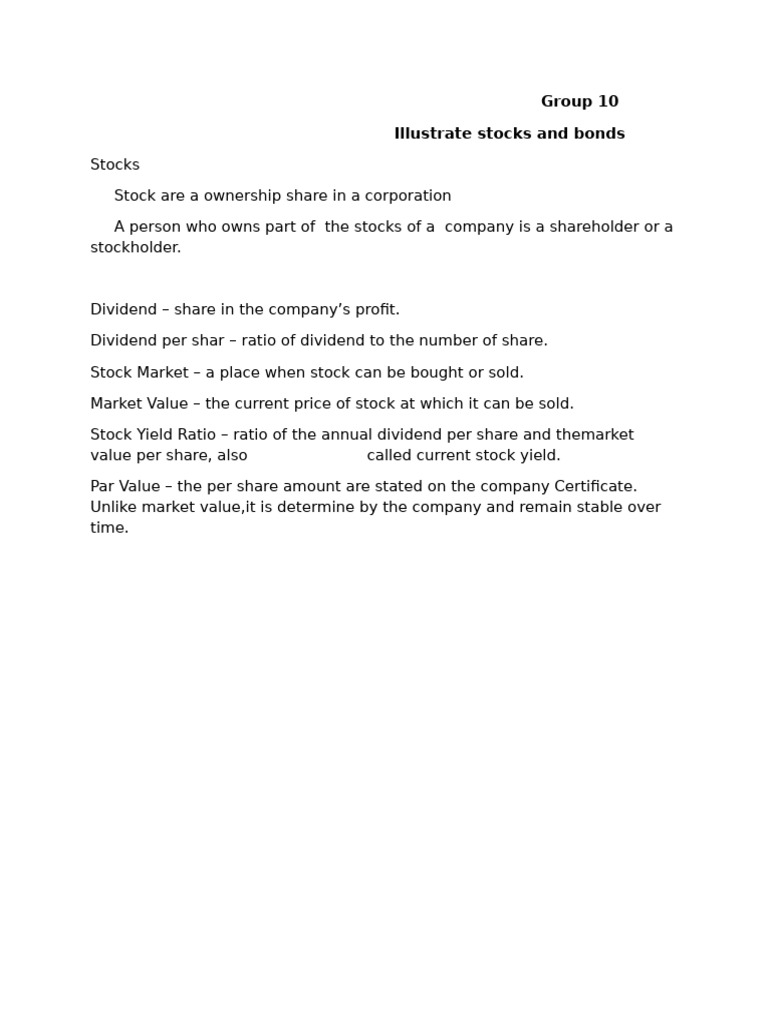 Group 10 Illustrate Stocks and Bonds | PDF
