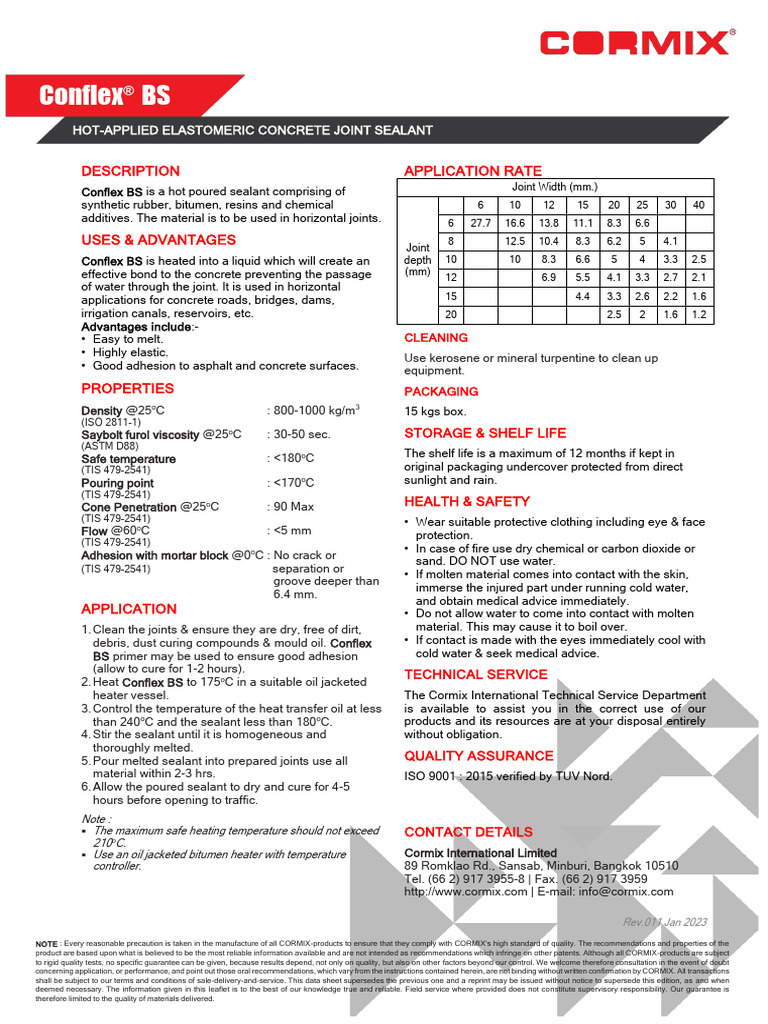 TDS-EN-Conflex BS - Rev 011-Jan23 | PDF | Concrete | Applied And ...