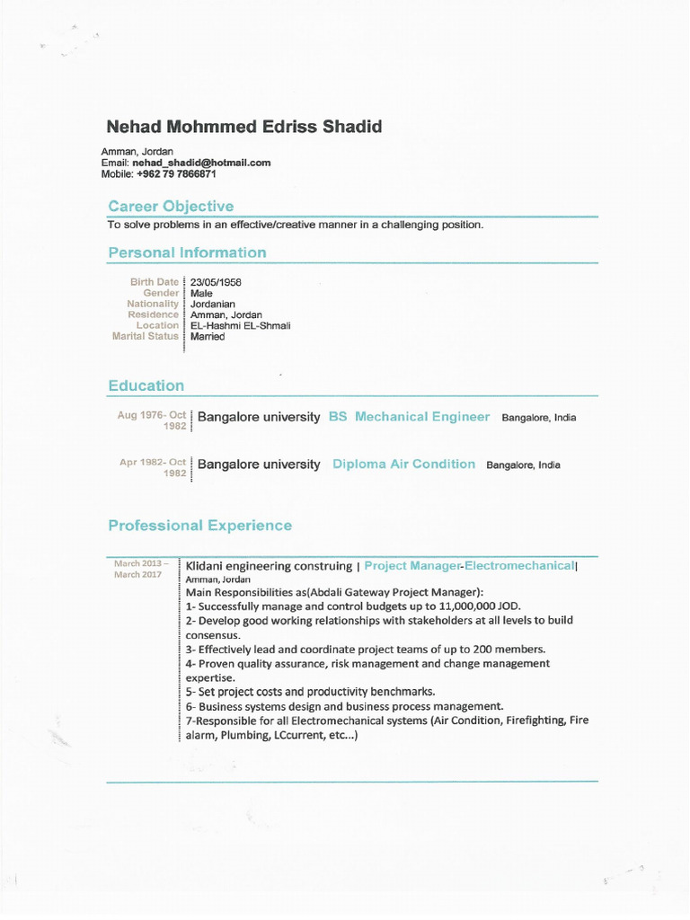 CV. Nehad Shadid م.نهاد | PDF