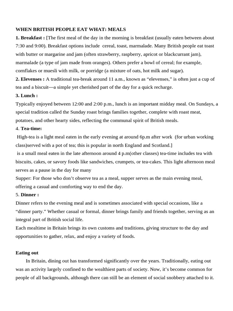 When British People Eat What | PDF | Meal | Vietnamese Cuisine