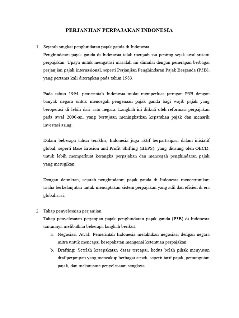 Perjanjian Perpajakan Indonesia | PDF