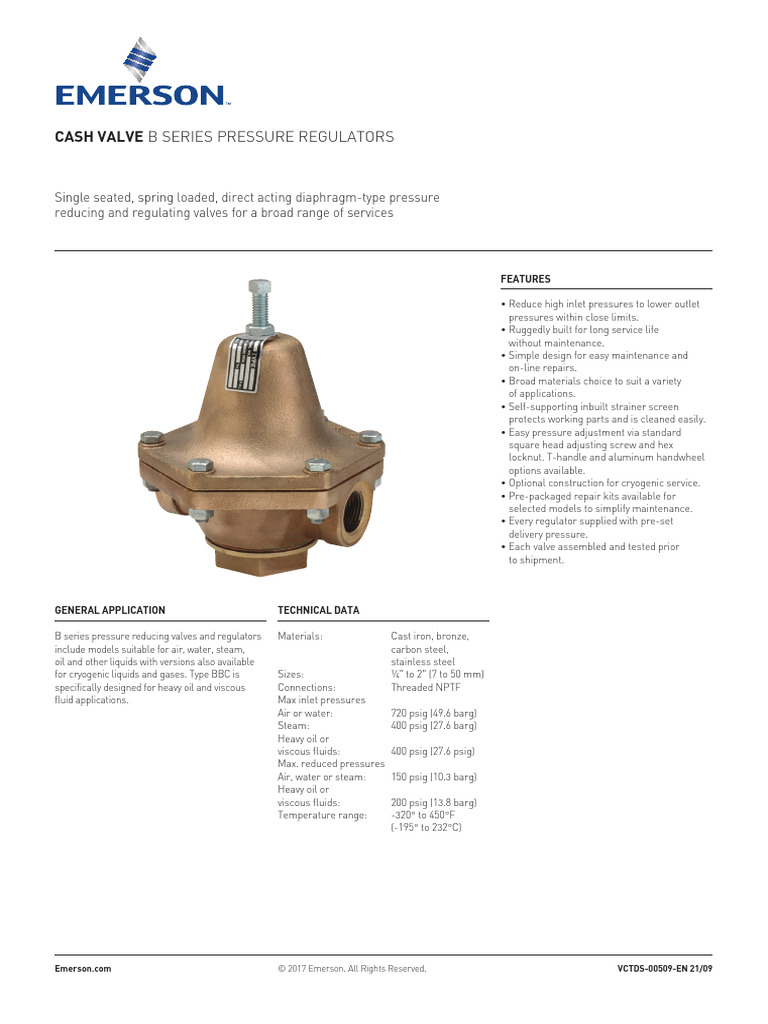 Cash Valve - B series Pressure regulators (VCTDS-00509-EN) | PDF ...