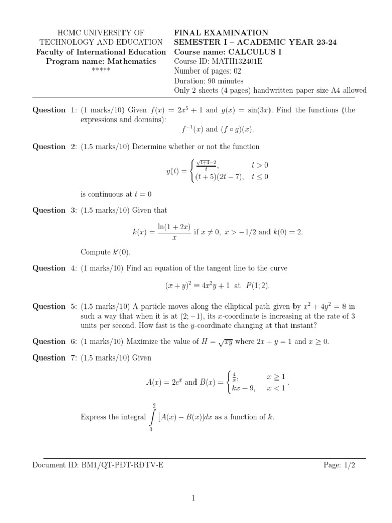 cal1 | PDF | Function (Mathematics) | Differential Geometry