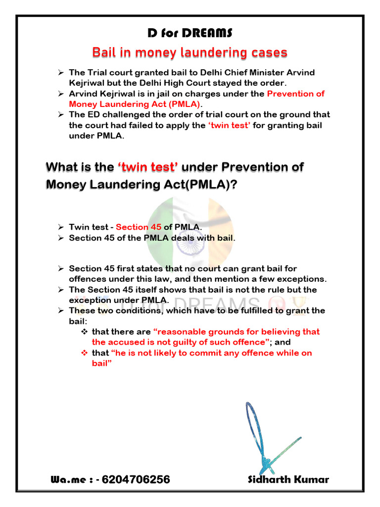 Bail in money laundering cases | PDF