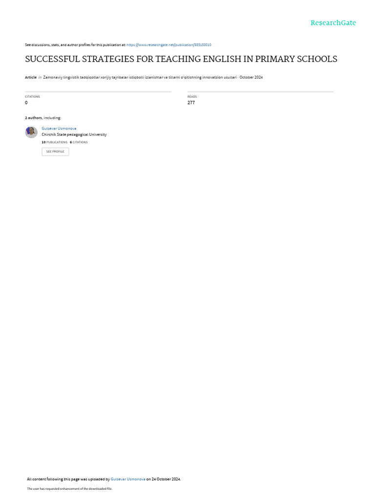 Successful Strategies For Teaching English in Primary Schools | PDF ...