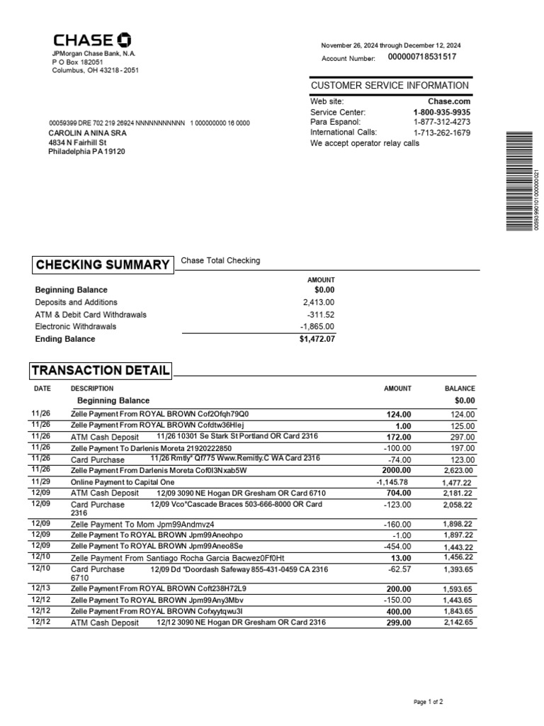 CHASE 2024 | PDF | Payments | Debit Card