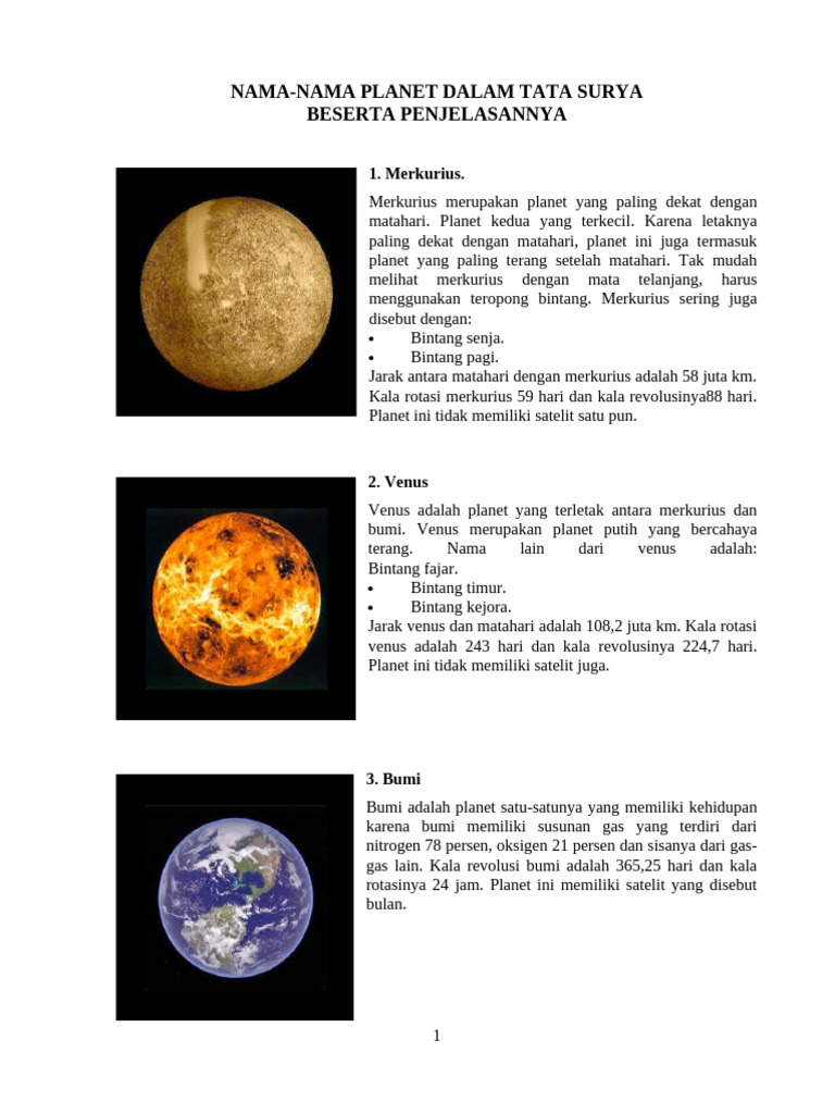 Nama Nama Planet | PDF