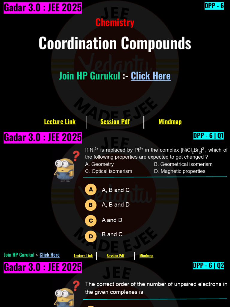 Coordination Compounds for JEE 2025 | PDF | Coordination Complex | Iron