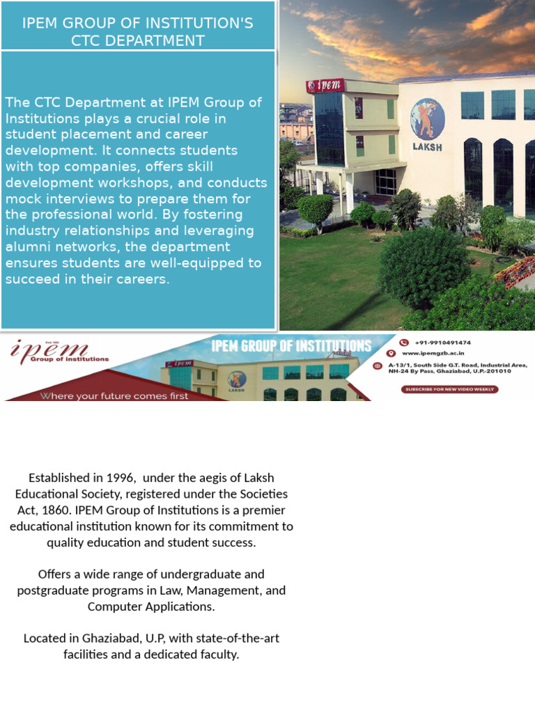 IPEM GROUP OF INSTITUTION'S CTC DEPARTMENT | PDF